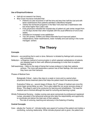 Nursing Theory: The Care Core and Cure Model of Nursing by Lydia hall | DOC