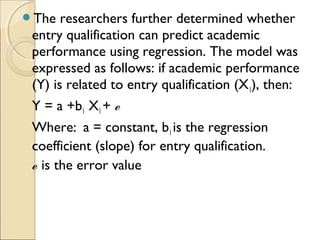 Relationship between entry Qualification and Academic Performance in ...
