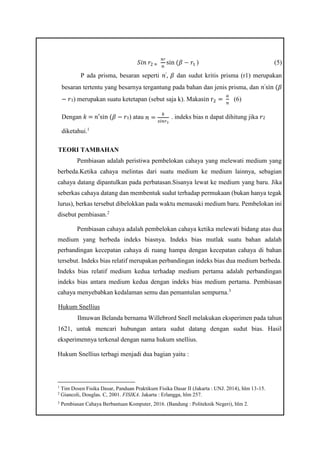 Laporan Praktikum Fisika Dasar II Awal tentang Indeks Bias | PDF