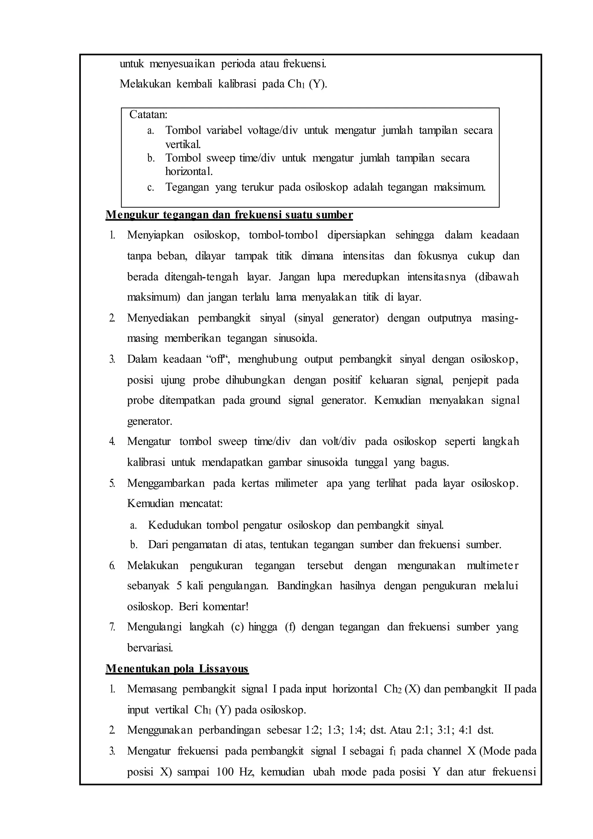 Laporan Praktikum Fisika Dasar II Awal tentang Osiloskop | DOCX