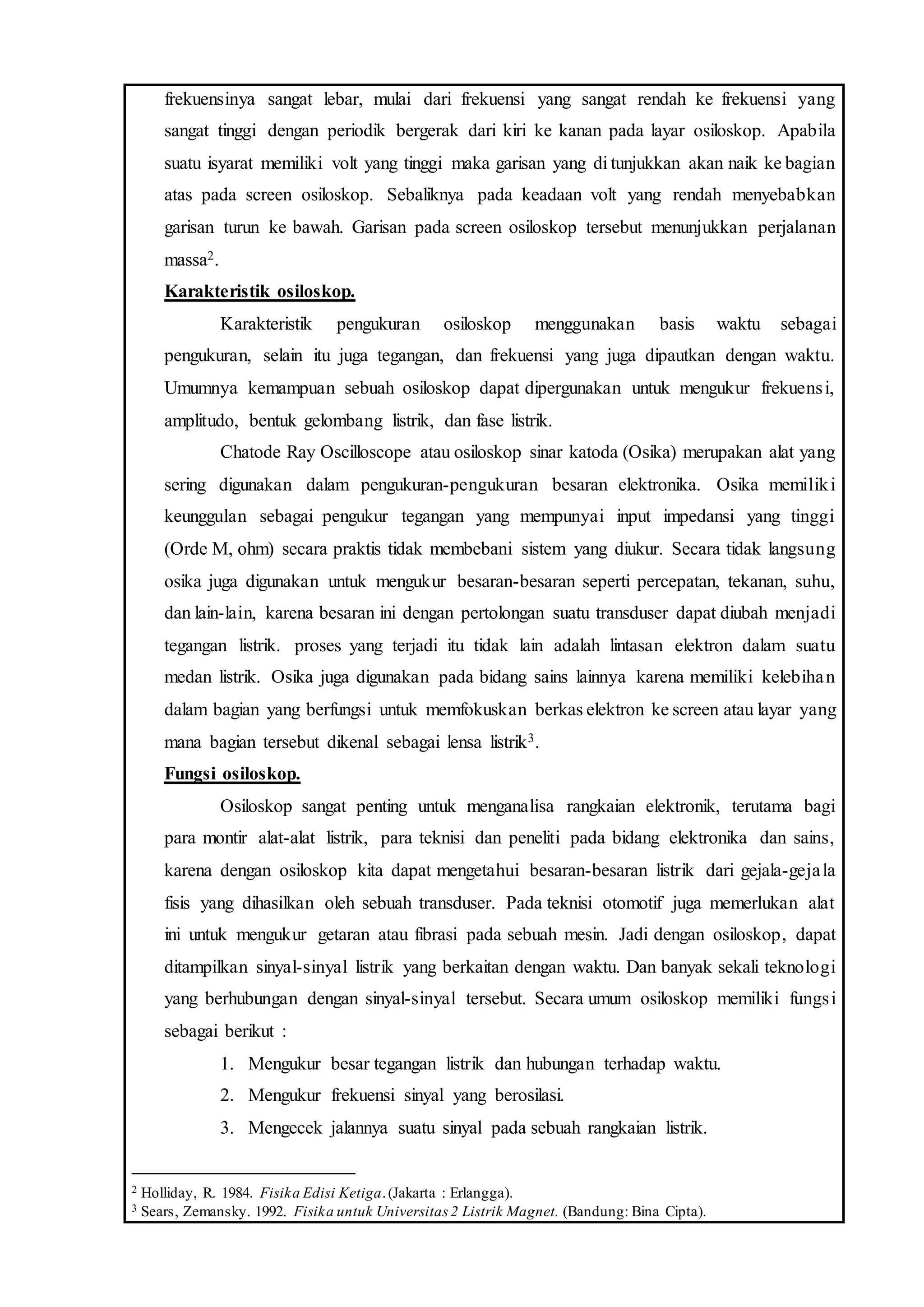 Laporan Praktikum Fisika Dasar II Awal tentang Osiloskop | DOCX