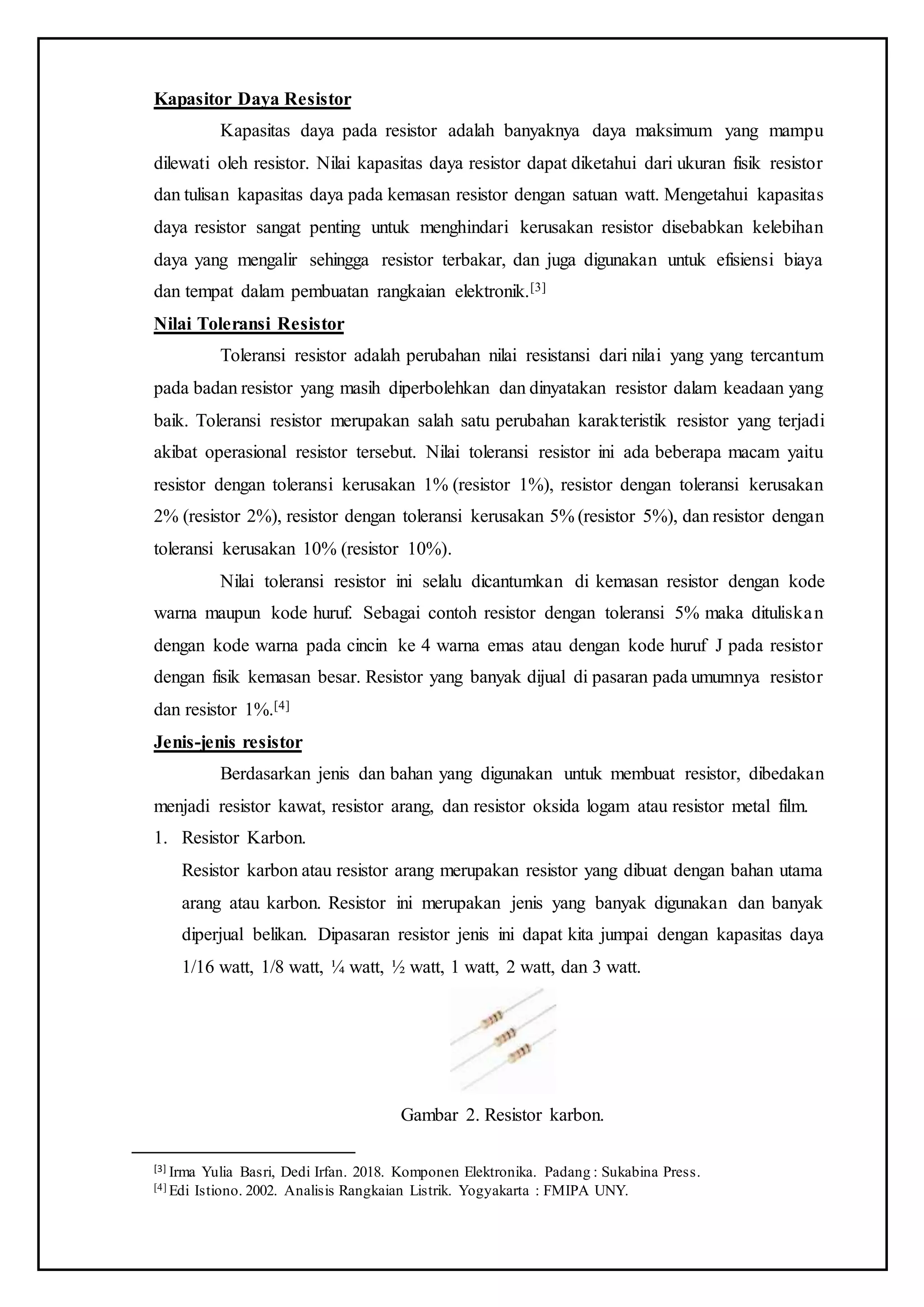 Laporan Praktikum Fisika Dasar II Awal tentang Resistor dan Hukum Ohm ...