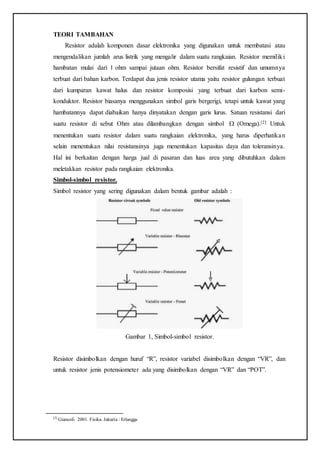 Laporan Praktikum Fisika Dasar II Awal tentang Resistor dan Hukum Ohm ...