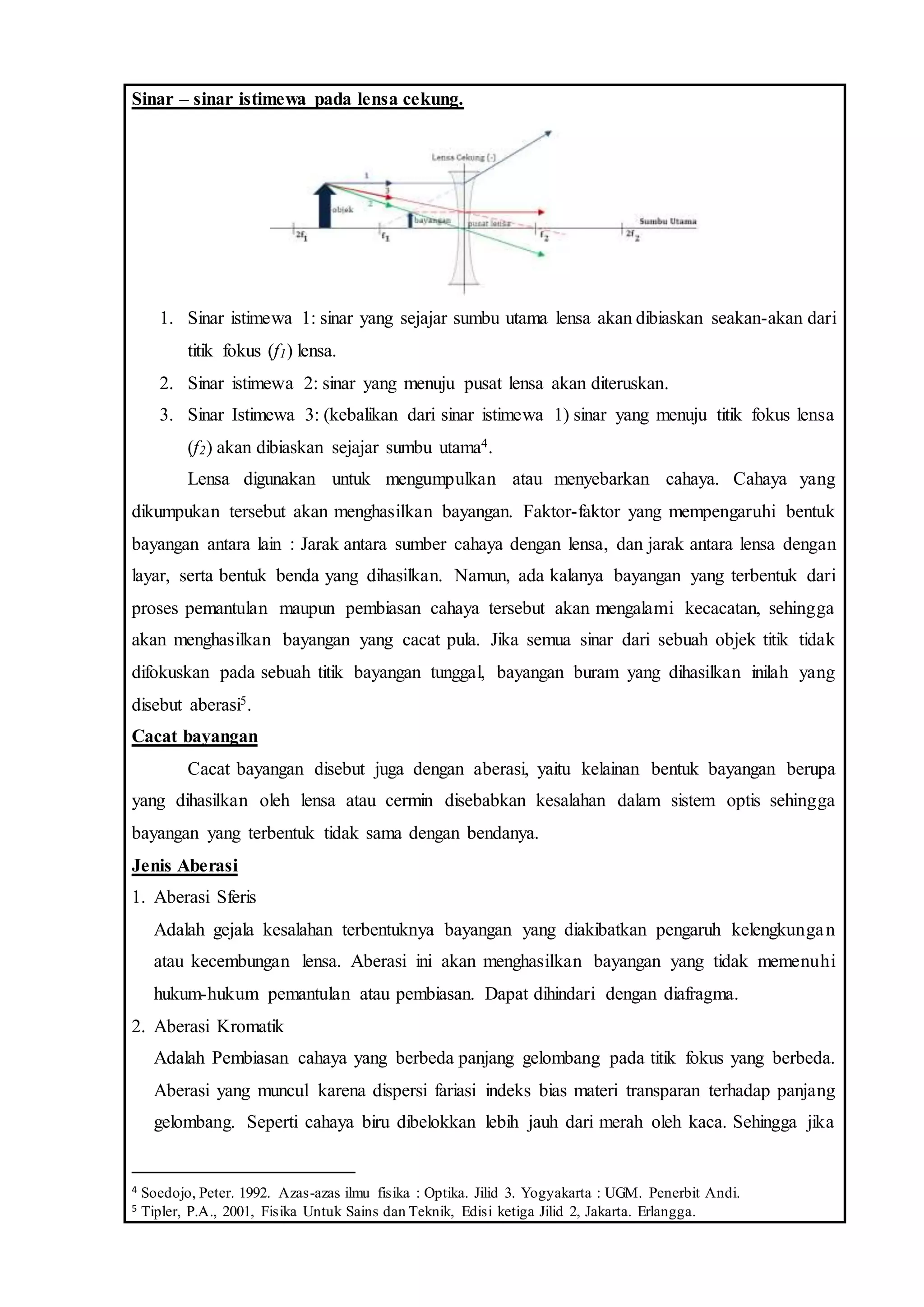 Laporan Praktikum Fisika Dasar II Awal tentang Sifat Lensa dan Cacat Bayangan | DOCX