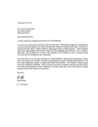 Lyle school resignation letters | PDF