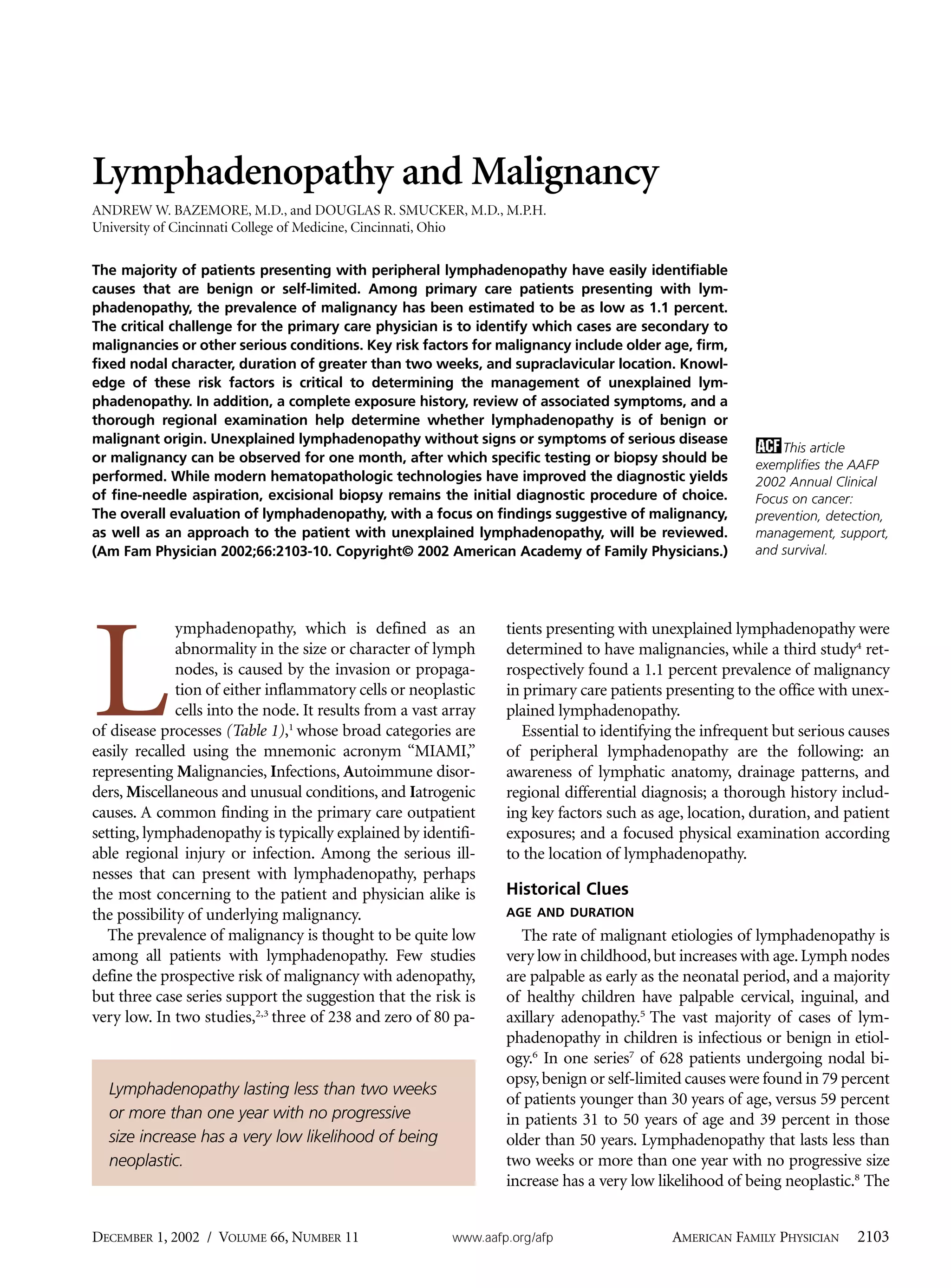 Lymphadenopathy in general | PDF