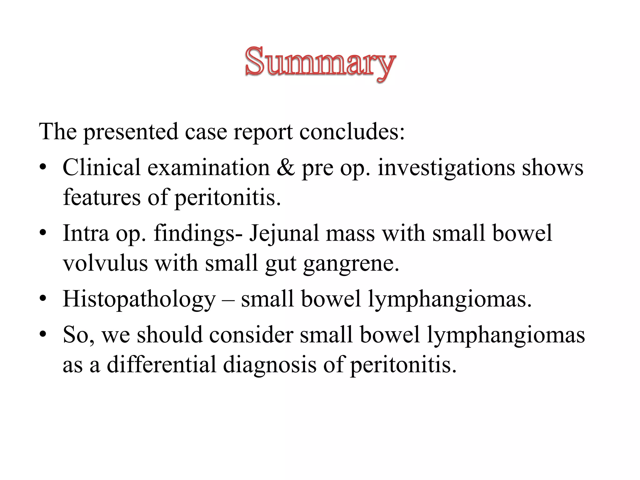 Lymphangioma in small bowel disease | PPTX | Digestive Disorders ...