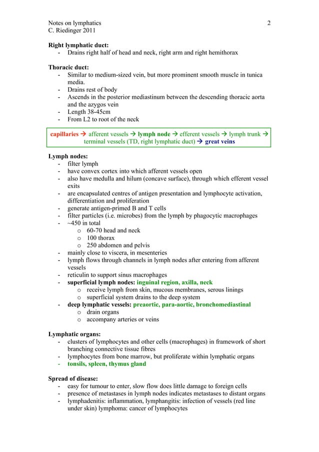 Notes on the Lymphatic System | PDF