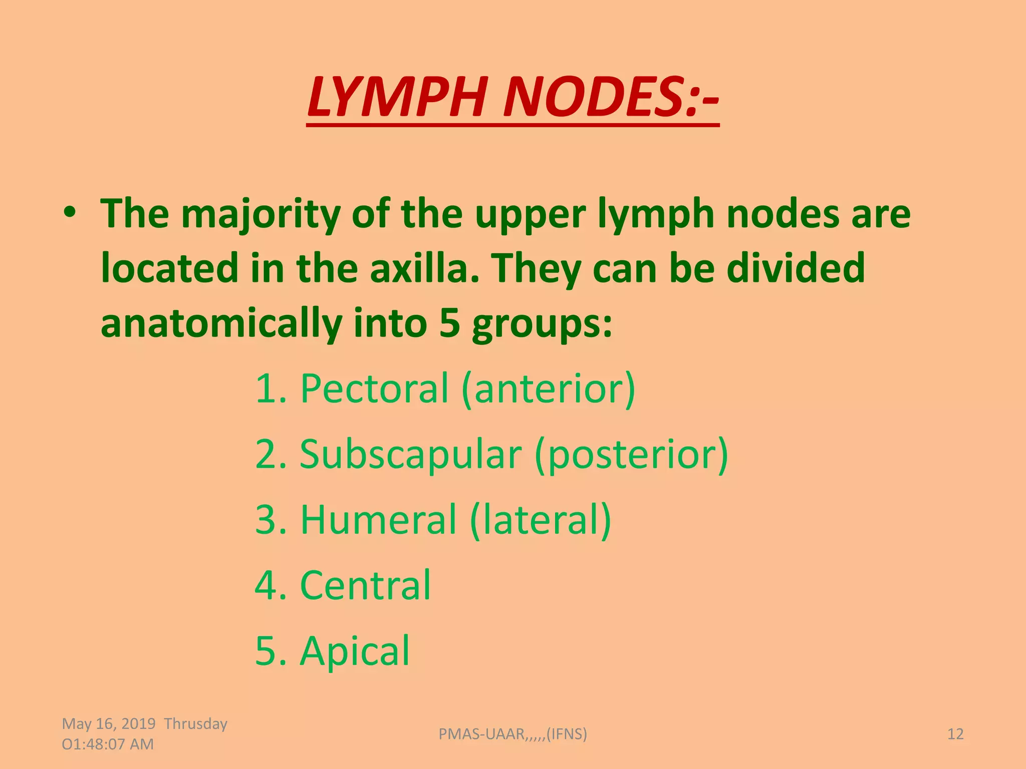 Lymphatic system and lymphatic drainage of upper limbs | PDF