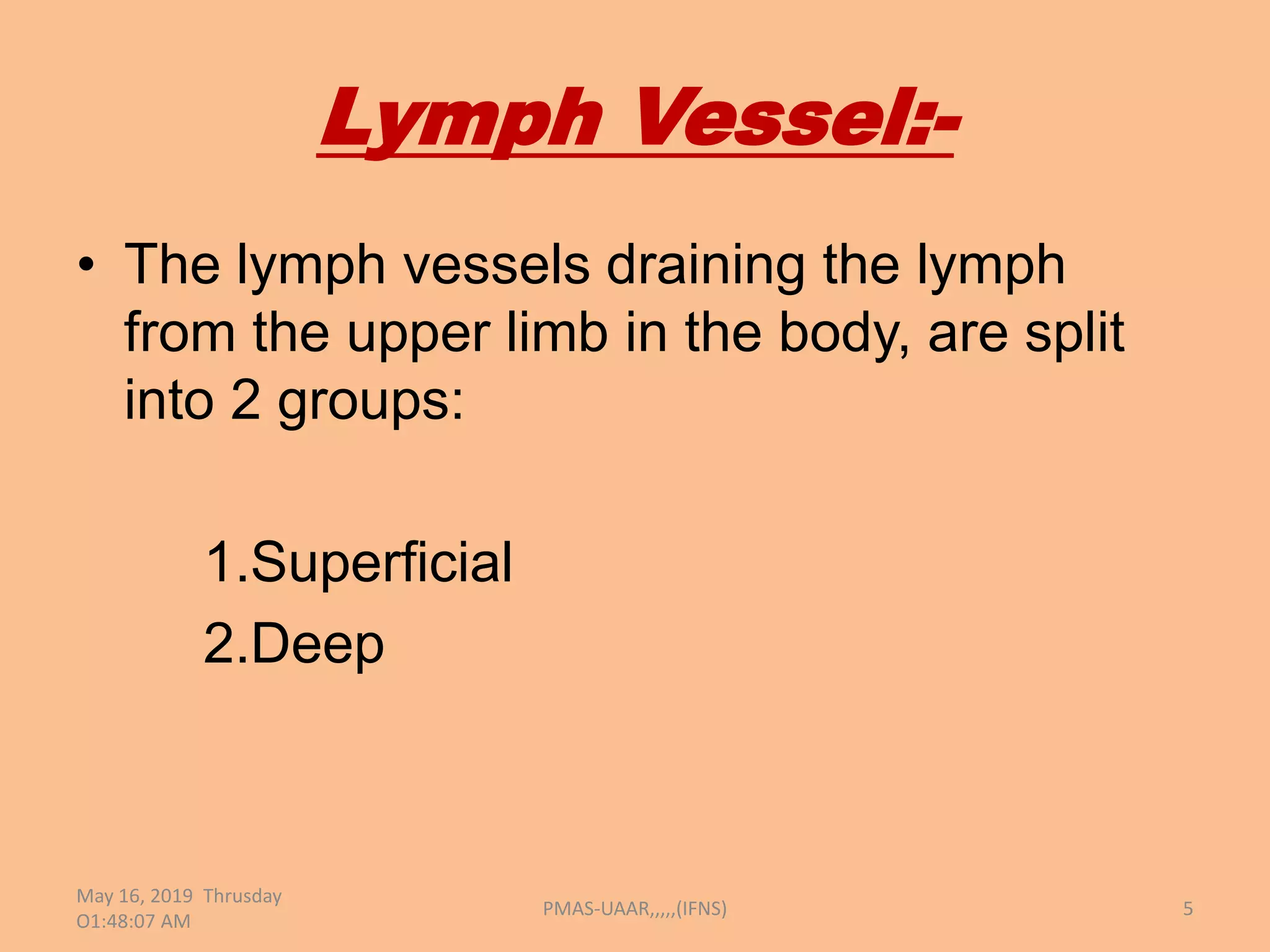 Lymphatic system and lymphatic drainage of upper limbs | PDF
