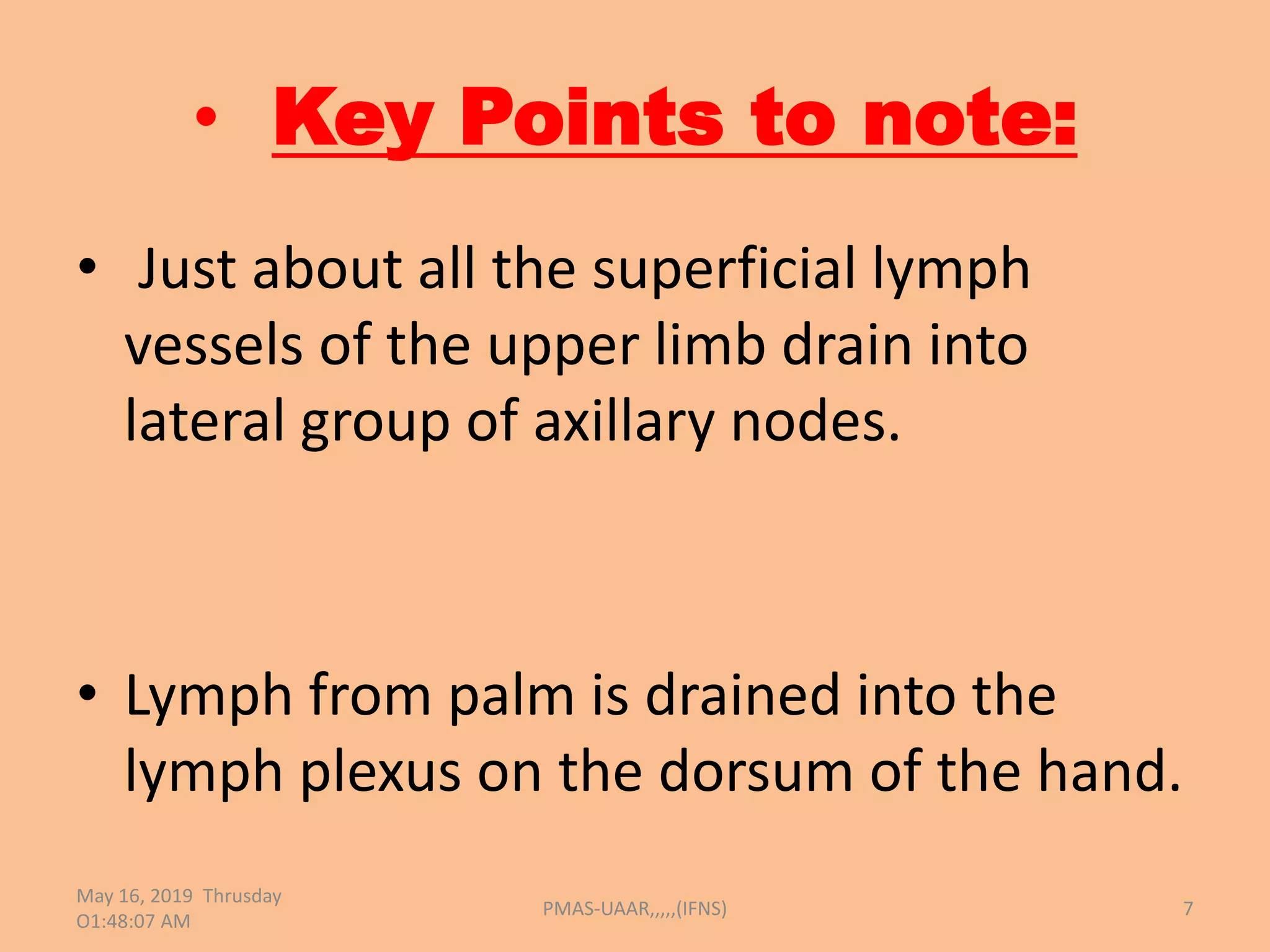 Lymphatic system and lymphatic drainage of upper limbs | PDF