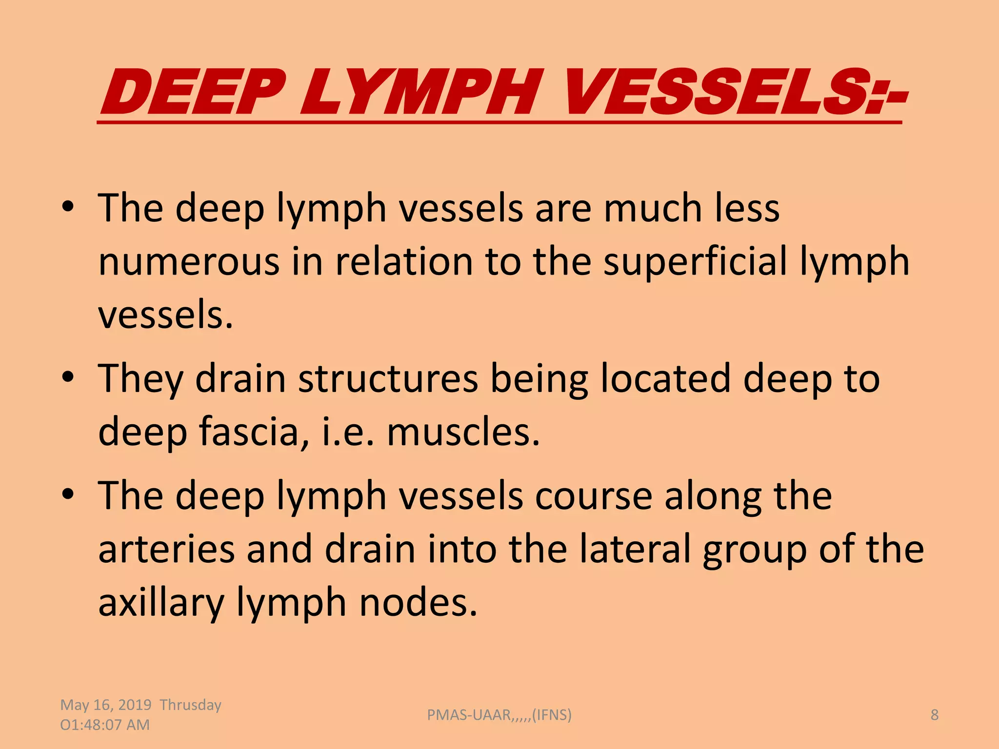 Lymphatic system and lymphatic drainage of upper limbs | PDF
