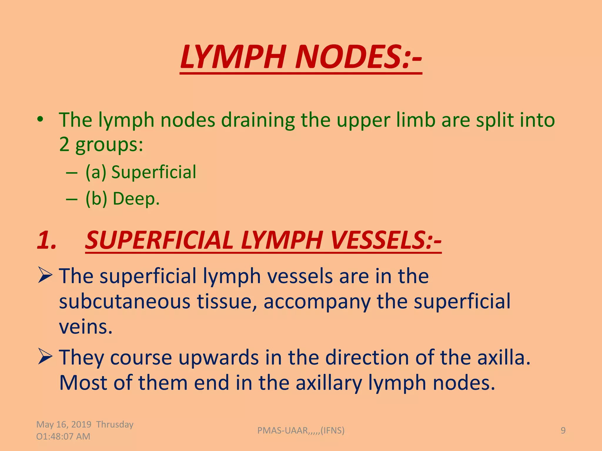 Lymphatic system and lymphatic drainage of upper limbs | PDF