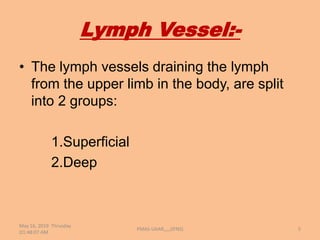 Lymphatic system and lymphatic drainage of upper limbs | PDF