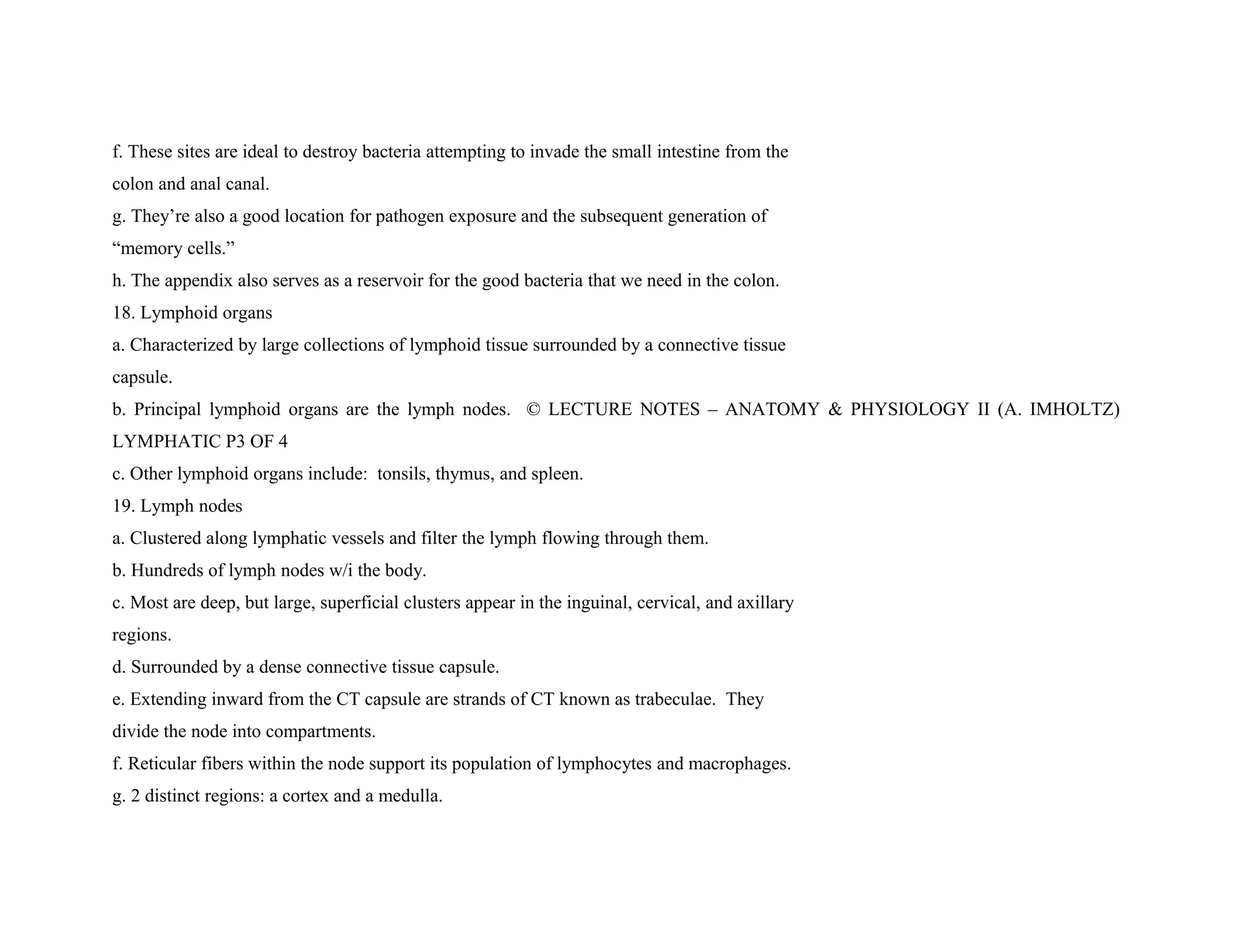 Lymphatic System Lecture Notes Doc