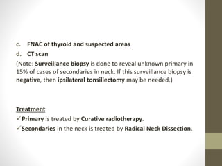 Lymph node metastasis in neck (secondaries in cervical lymph nodes ...