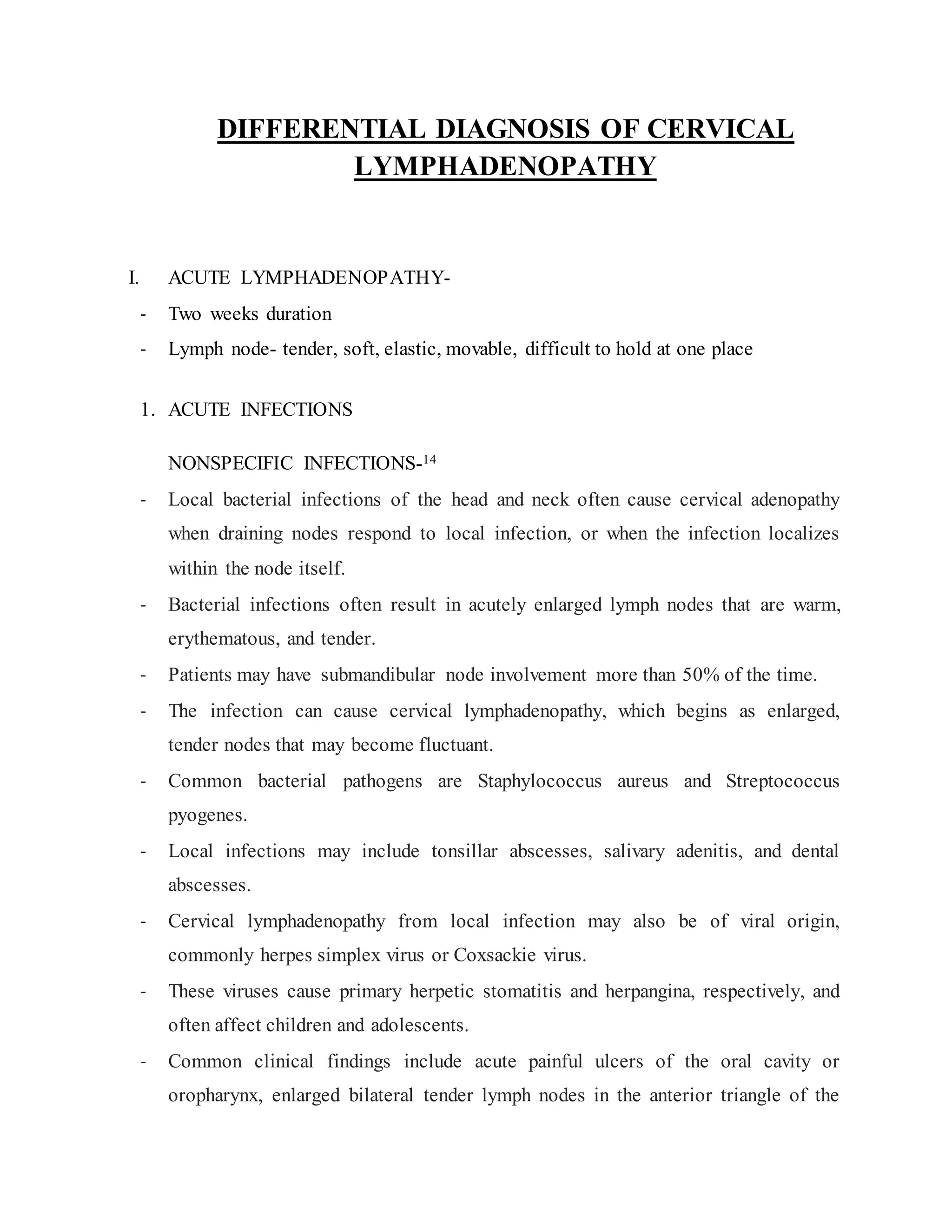 LYMPH NODES OF HEAD AND NECK AND DIFFERENTIAL DIAGNOSIS OF CERVICAL ...
