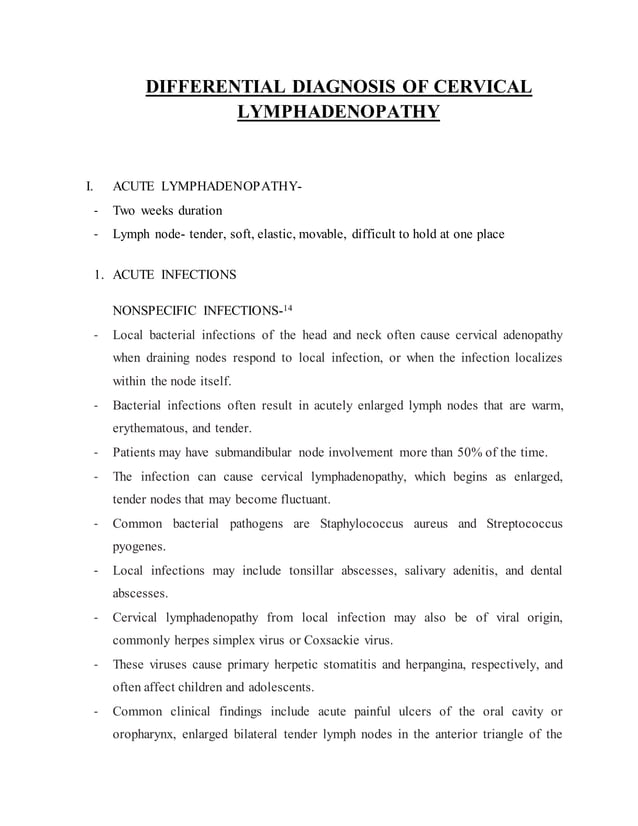 LYMPH NODES OF HEAD AND NECK AND DIFFERENTIAL DIAGNOSIS OF CERVICAL ...