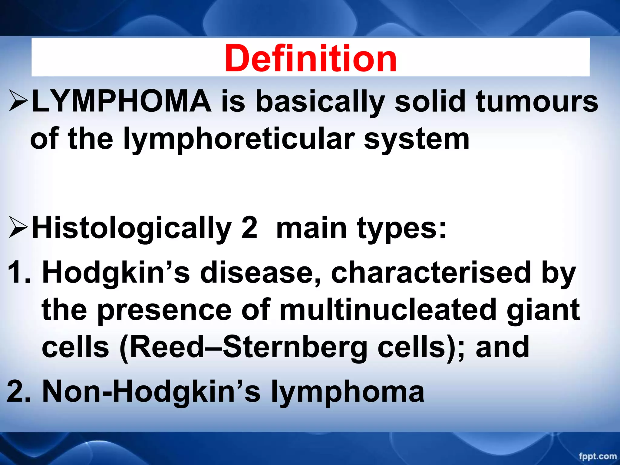 Lymphomas: Hodgkin & Non Hodgkin by Dr. Sookun Rajeev Kumar | PPTX | Cancer | Diseases and ...