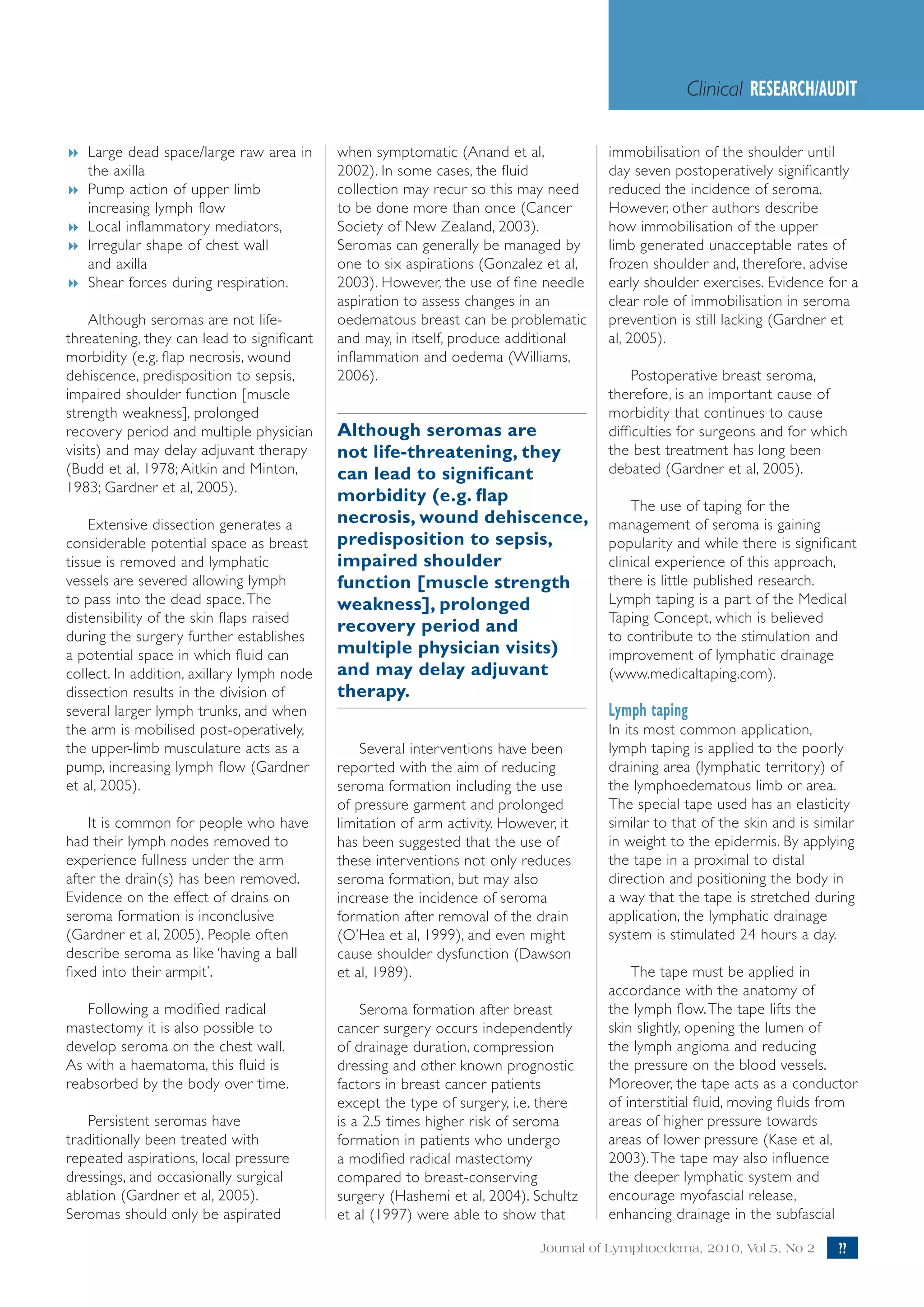 Lymph taping and seroma formation post breast cancer | PDF