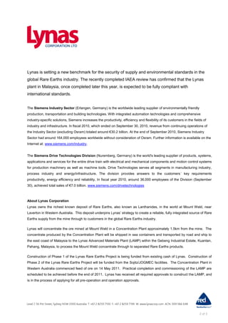 Lynas JV announcement | PDF