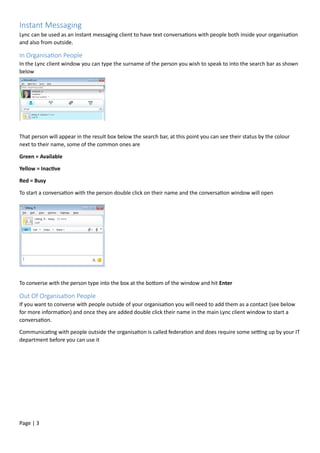 Lync 2010 user guide | PDF