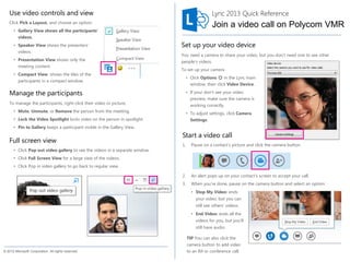 Using Lync 2013 with Polycom Virtual Meeting Rooms (VMR) | PDF