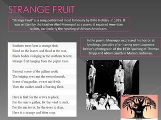 Strange Fruit Lynching