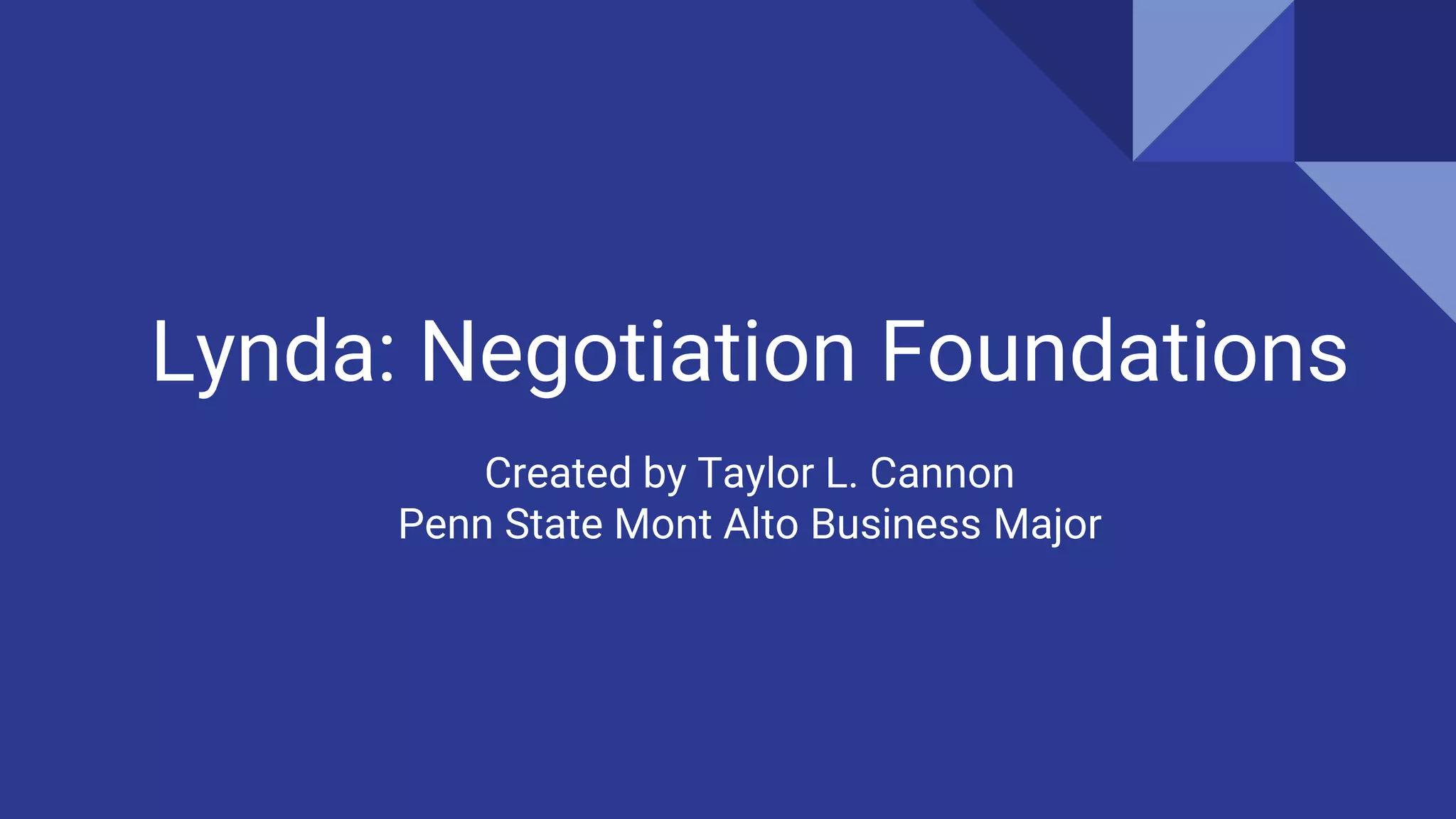 Lynda -Negotiation Foundations | PPT