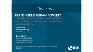Transport & Urban Poverty | PDF