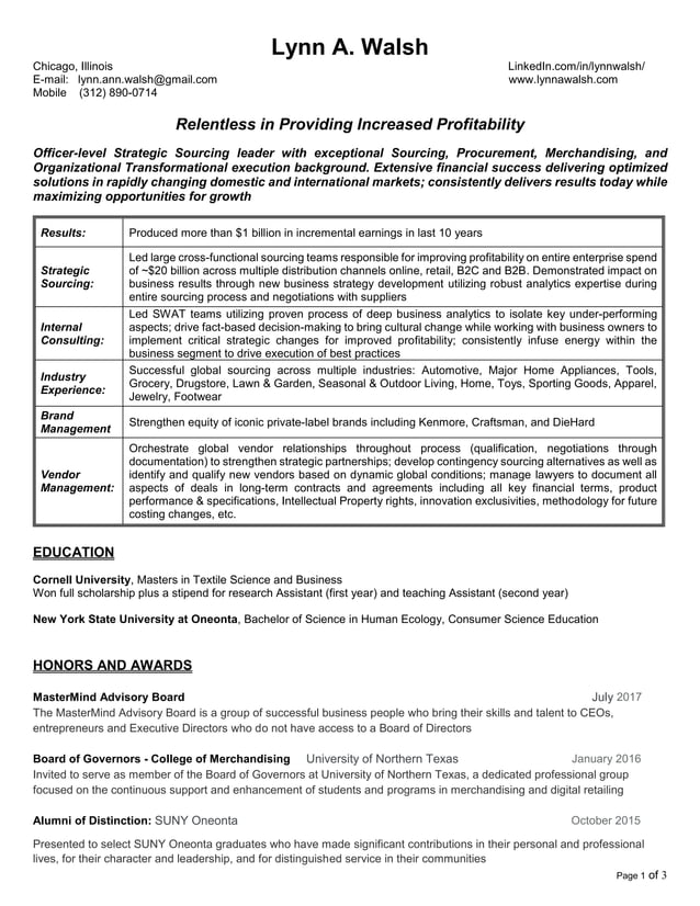 Lynn Walsh Chronological Resume | PDF