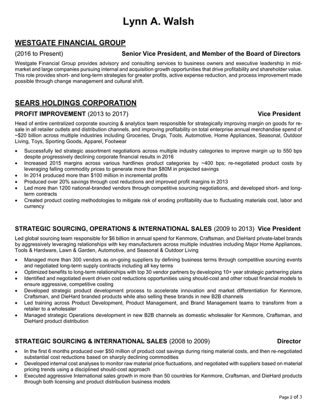 Lynn Walsh Chronological Resume | PDF