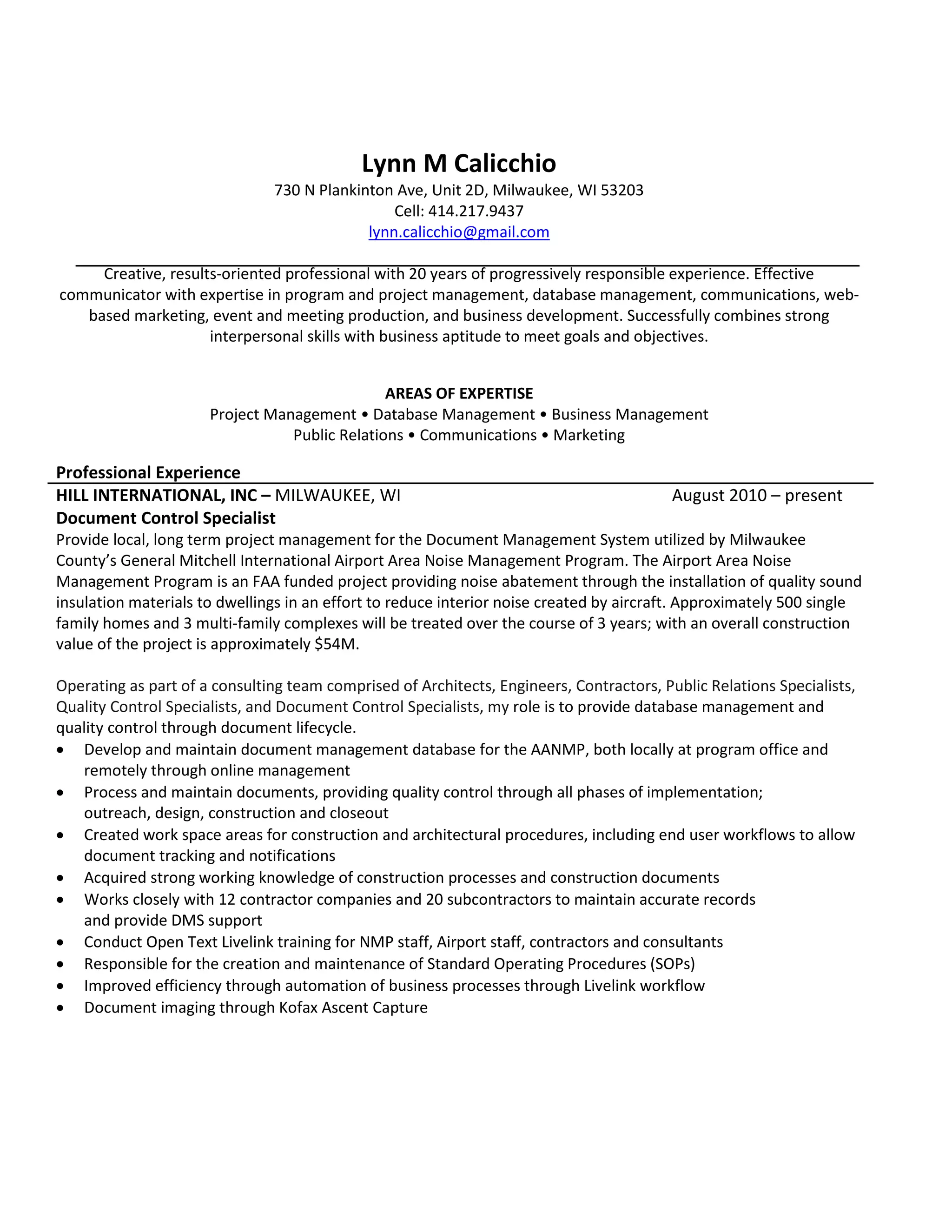 Lynn calicchio resume | PDF