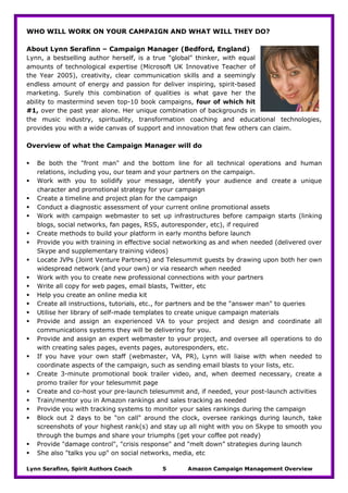 Lynn Serafinn Spirit Authors Amazon Campaign Management Overview ...
