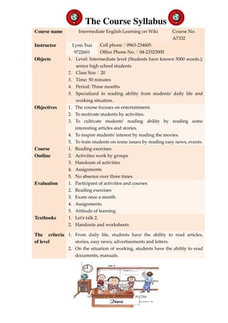 Lynn The Course Syllabus | PDF