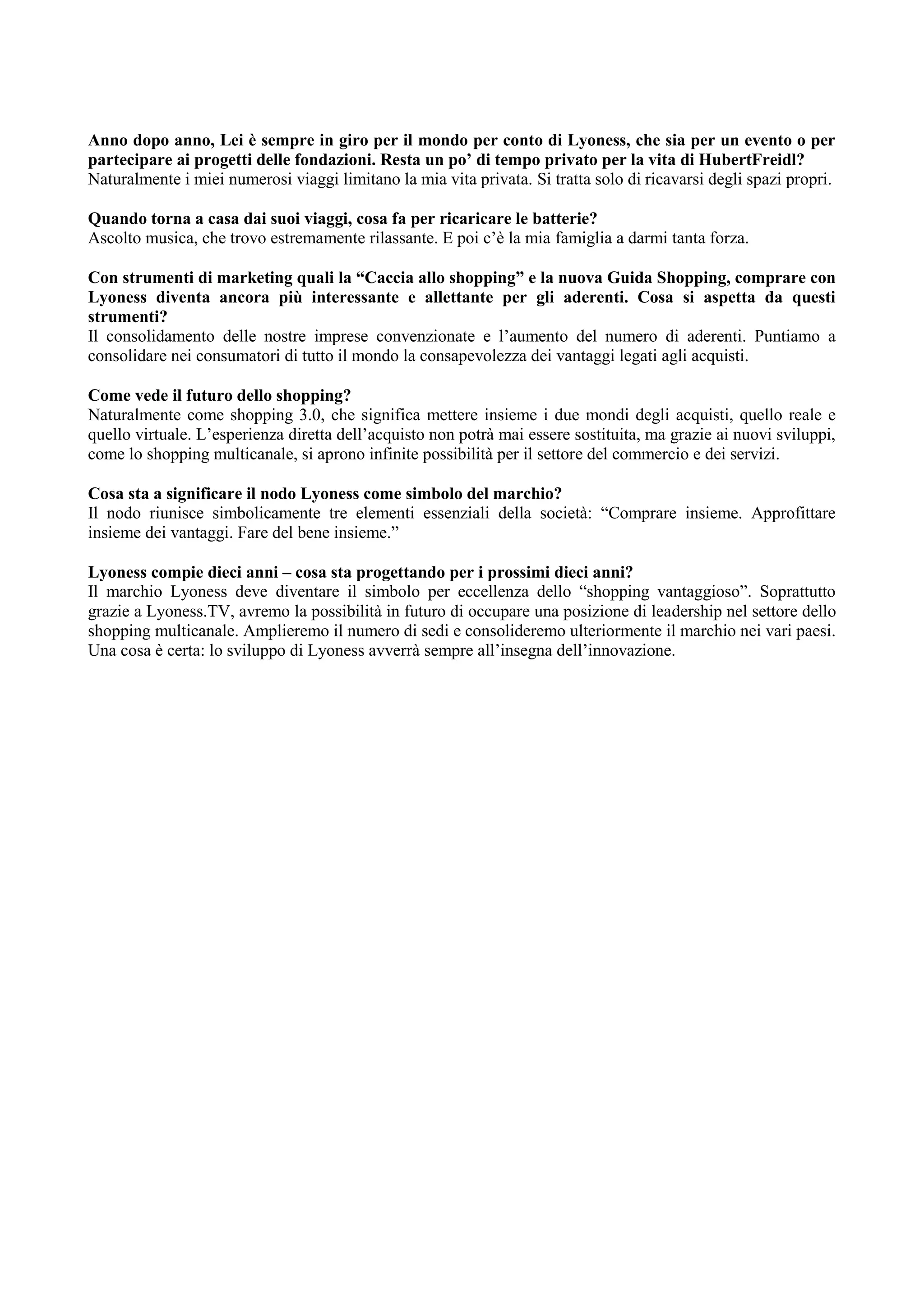 Lyoness - Intervista al CEO Hubert Freidl | DOCX