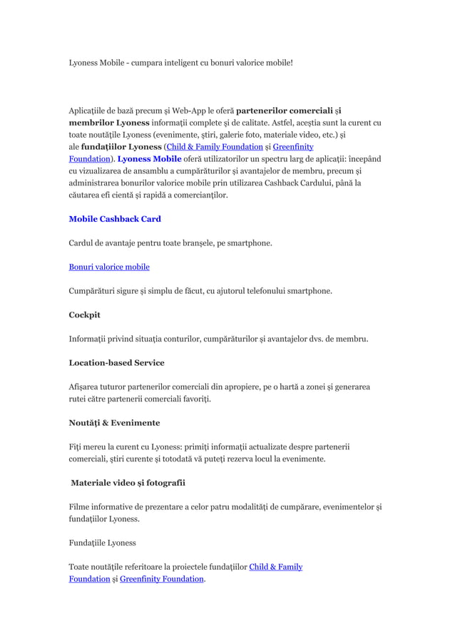 Lyoness Mobile - cumpara inteligent cu bonuri valorice mobile! | DOCX