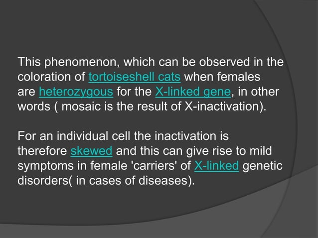 Lyon hypothesis-X-inactivation-mosaic formation | PPTX | Reproductive ...