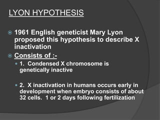 Lyon hypothesis-X-inactivation-mosaic formation | PPTX