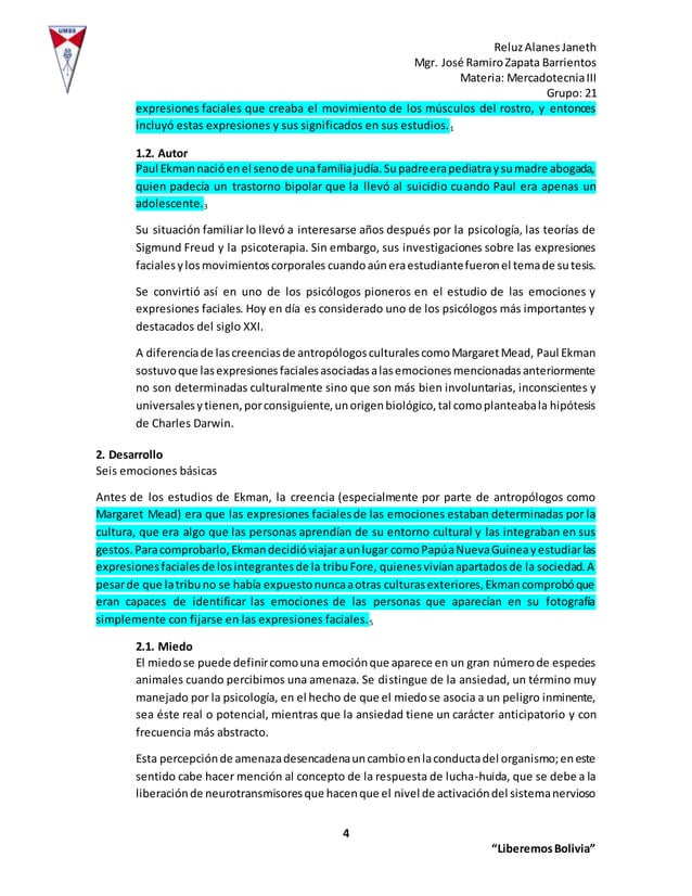 Las Seis Emociones Básicas de Paul Ekman | PDF