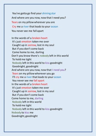 Just A Kiss Goodnight Lyrics