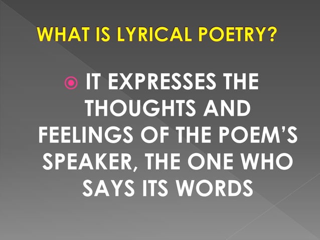 Lyrical poetry.literature 2 | PPT