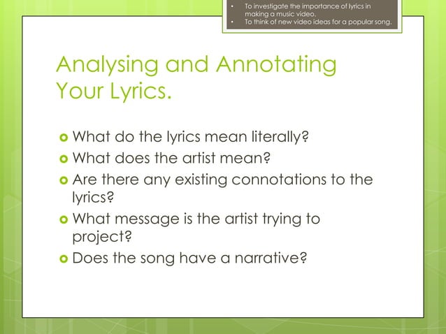 Lyric analysis | PPT
