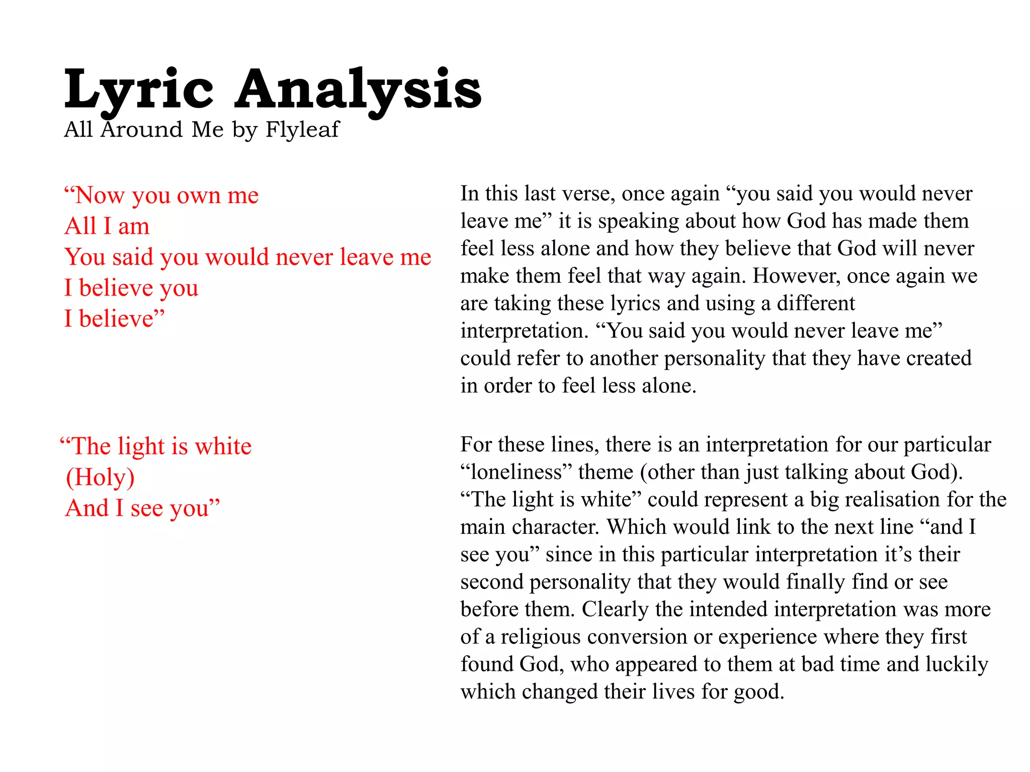 Lyric Analysis | PPTX