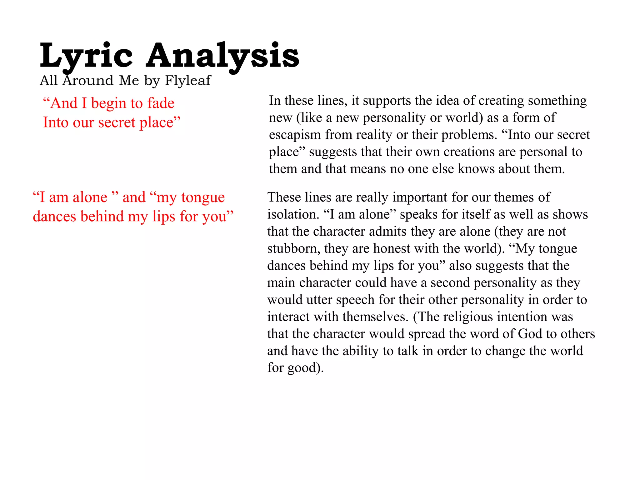 Lyric Analysis | PPTX
