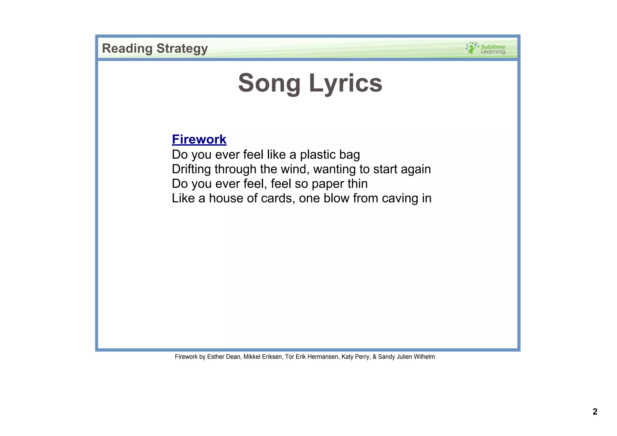 Lyric Analysis- Sample Student File | PDF