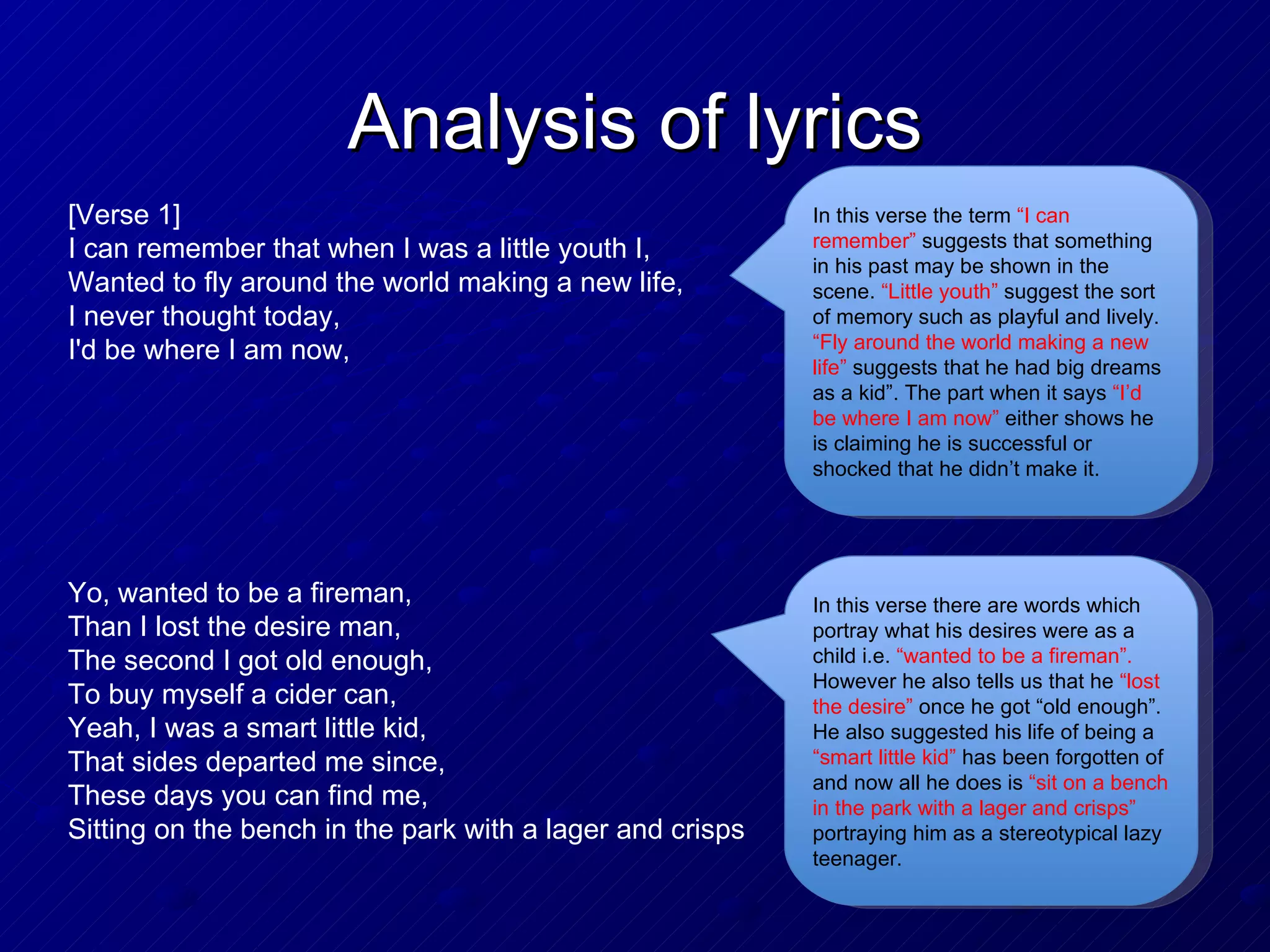 Lyric analysis of chosen song | PPT