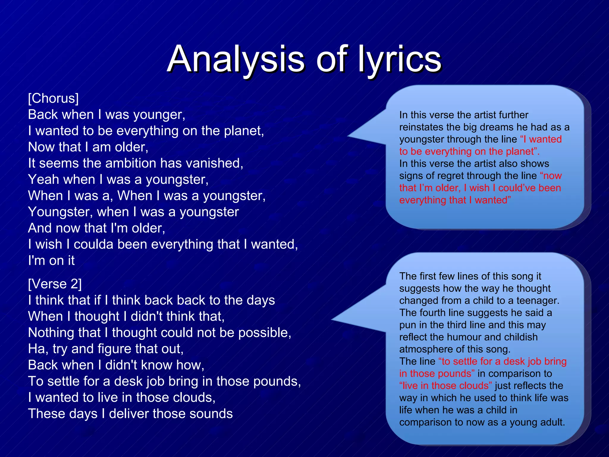 Lyric analysis of chosen song | PPT