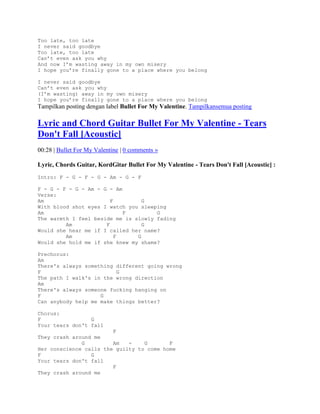 Tears Dont Fall Guitar Chords