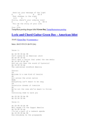 Green Day Guitar Chords